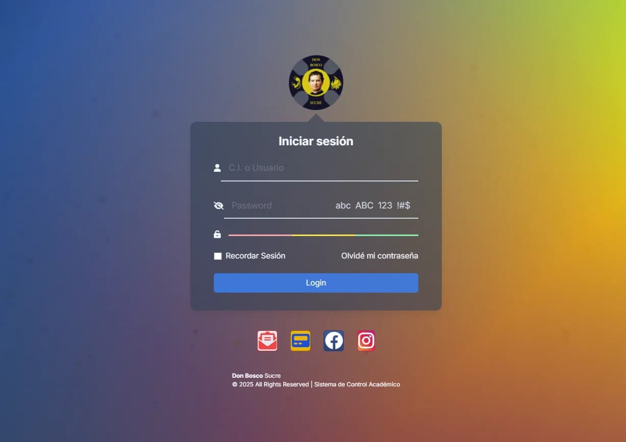 Sistema Académico y Disciplinario | Unidad Educativa Don Bosco Sucre | Login
